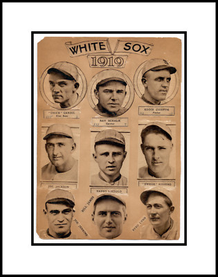 CHICAGO BLACK SOX 1919 SCANDAL MATTED PHOTO OF NEWSPAPER TEAM ROSTER ...