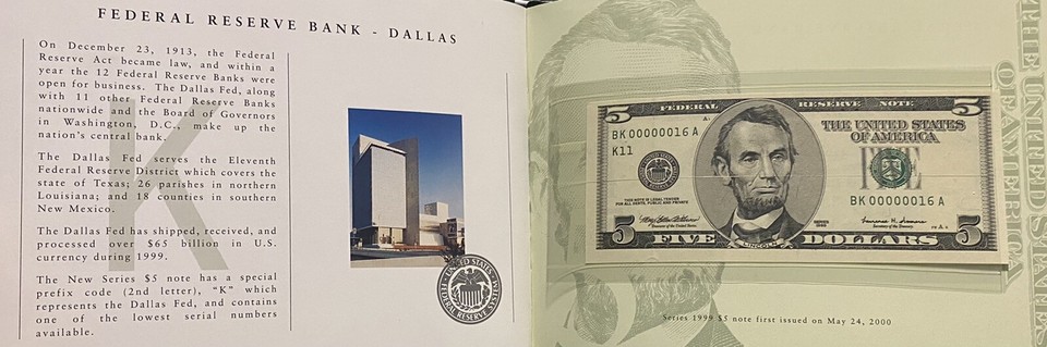 PRICE IS PER NOTE 12 Trinary dollar 1999 $1 dollar Super Low #00000016 ...