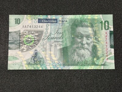 2017 Nothern Ireland Danske Bank £10 Pound Sterling Banknote - AA ...