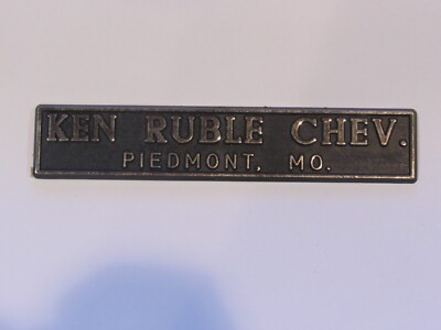 VTG Ken Ruble Chevrolet Piedmont Missouri Plastic Dealership Badge ...