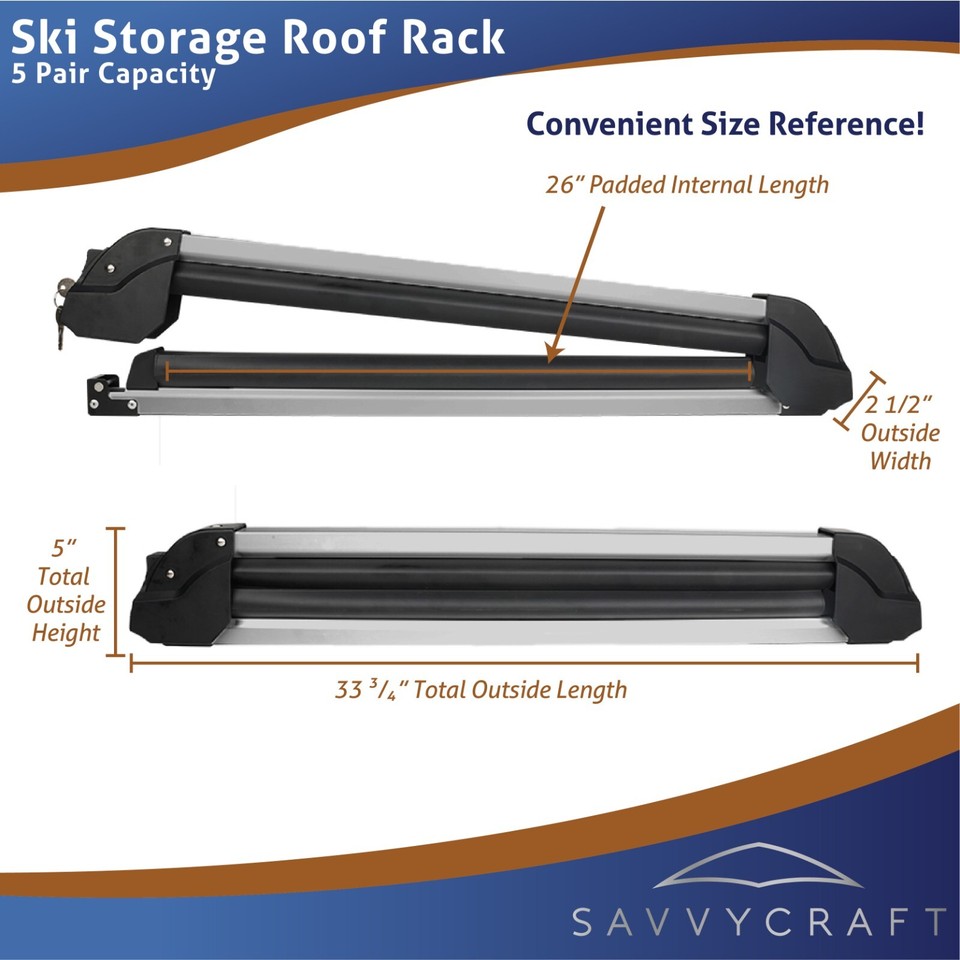 Universal Ski Snowboard roof Rack racks Carrier for 5 Pair Skis or 4 ...