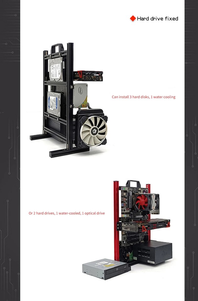 Open Frame Aluminum PC Case ITX MATX ATX Vertical Computer Water ...