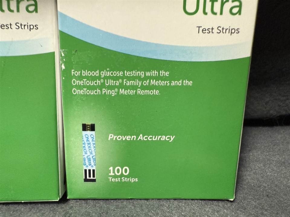 2x ONETOUCH ULTRA 100 CT DIABETIC TEST STRIPS "200 TOTAL" SEE PICTURES ...