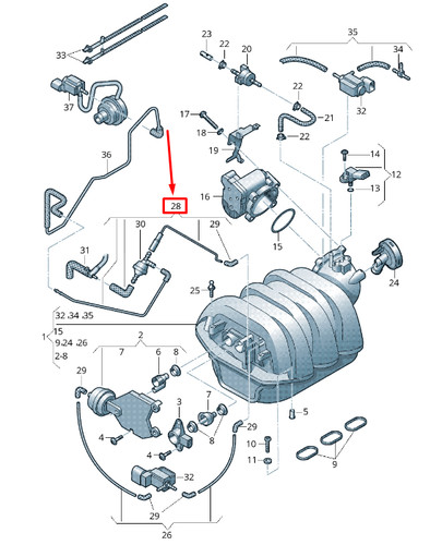 NEW AUDI A6 AVANT C7 VACUUM PIPE WITH NON-RETURN VALVE 06E133773AR ...