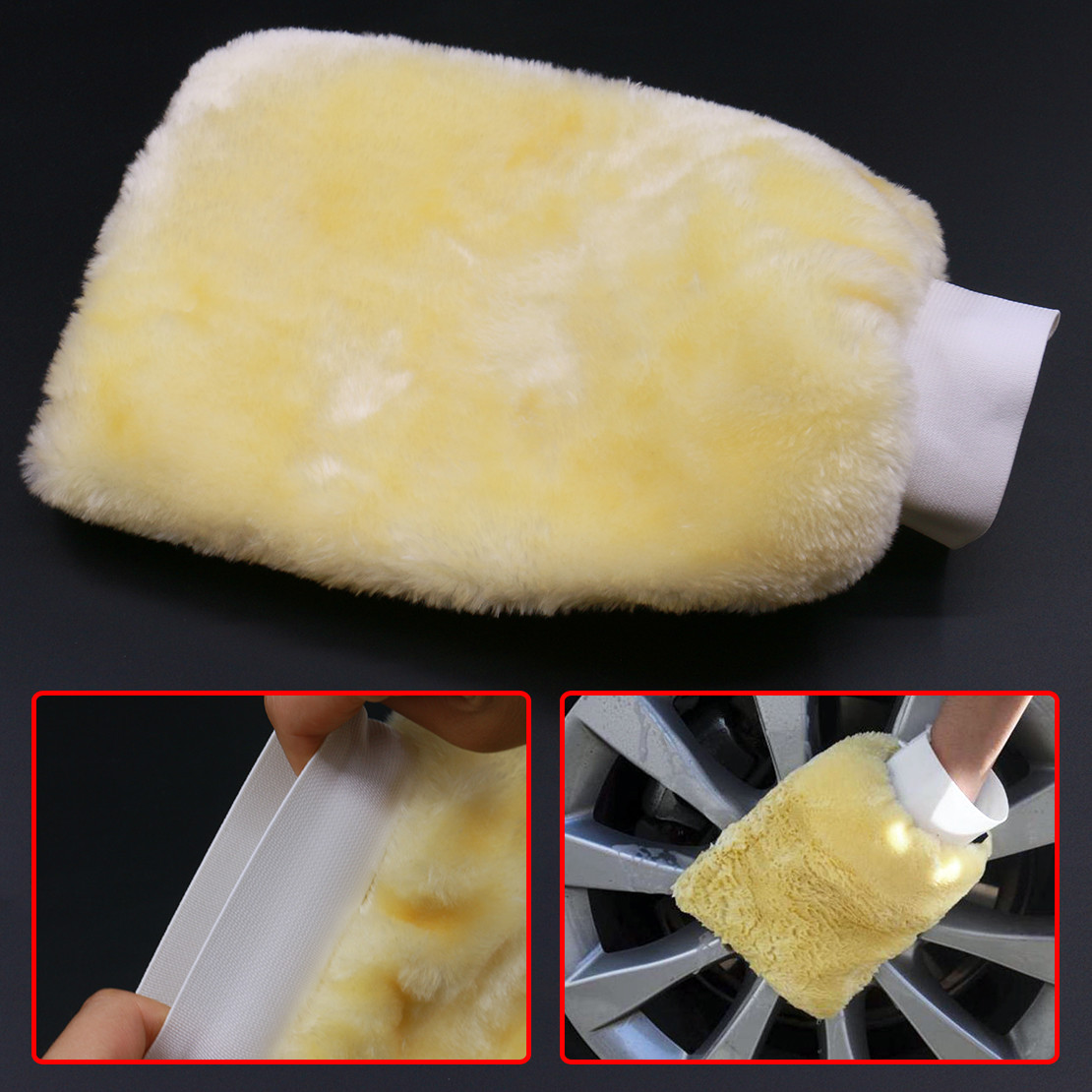 Car Auto Soft Sheepskin Cleaning Wash Glove Duster Mitt Polishing Wax ...
