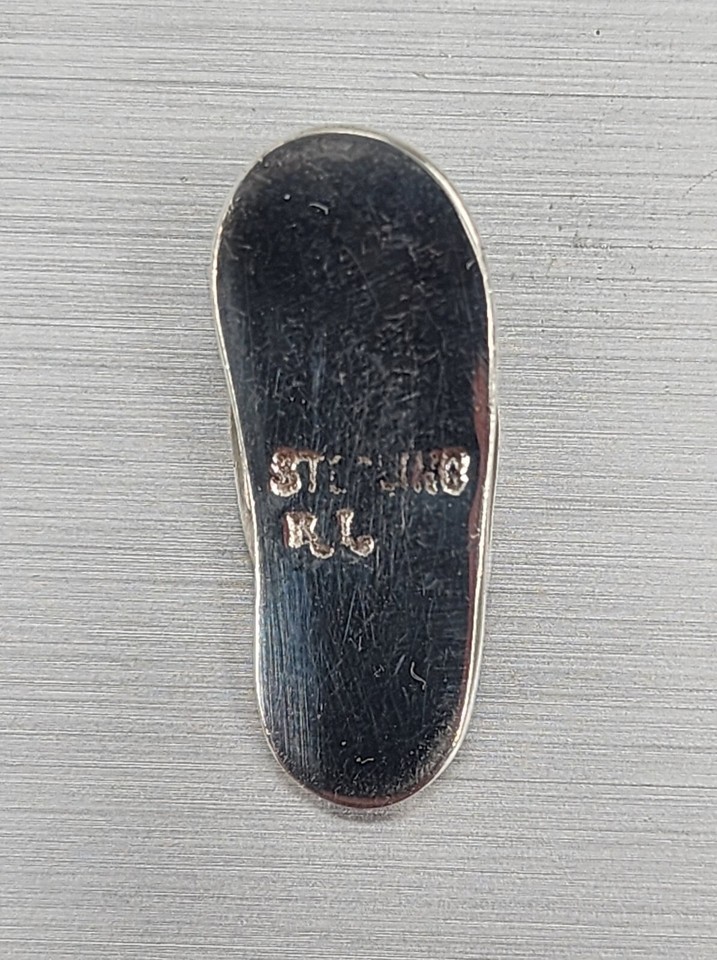 Sterling Silver .925 Signed RL Flip Flop Sandal Blue Opal Inlay Pendant ...