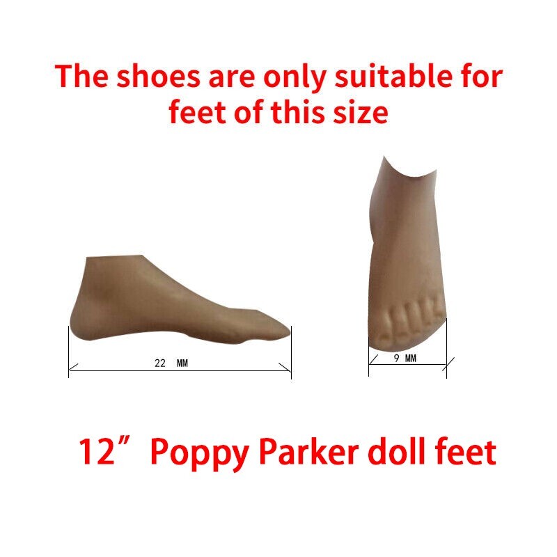 Black Shoes fit 12" flat feet doll Barbie Poppy parker Fr6.0 Obitsu ...