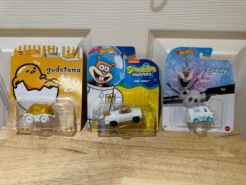 Hot Wheels Character Cars Lot of Three(3) - Gudetama, Sandy Cheeks ...