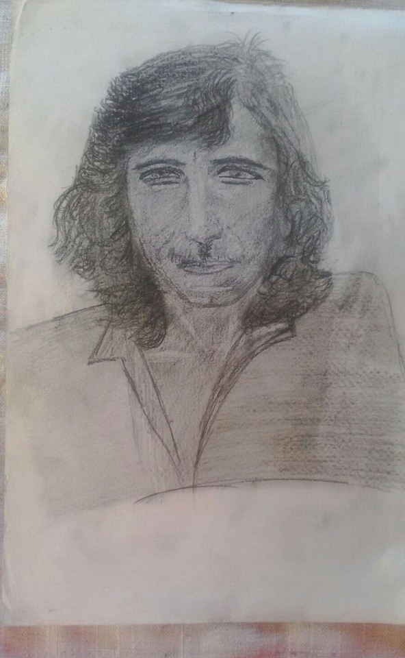 GRAHAM NASH.CSNY. ORIGINAL PENCIL DRAWING. /80s. On paper. 8x10 inches ...