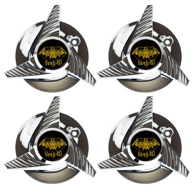 4PC CHROME WHEEL CENTER CAPS FOR KNOCKOFF CARVING HEAD 40 SPINNER ...