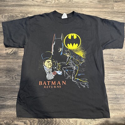 Vintage 1991 Batman Returns Movie Promo T Shirt Mens XL Black Single ...