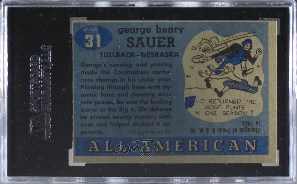 1955 Topps All American George Sauer Sr George Sauer #31 SGC 70 | eBay