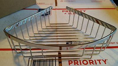 NEW Frontgate Bathroom Shower Butler Pie Shaped 9x9" Basket Chrome FREE ...