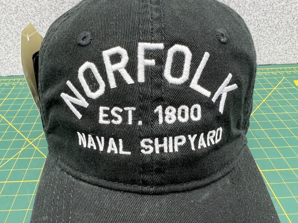 Norfolk Naval Shipyard NNSY Black Embroidered Strapback Cap Hat - by ...