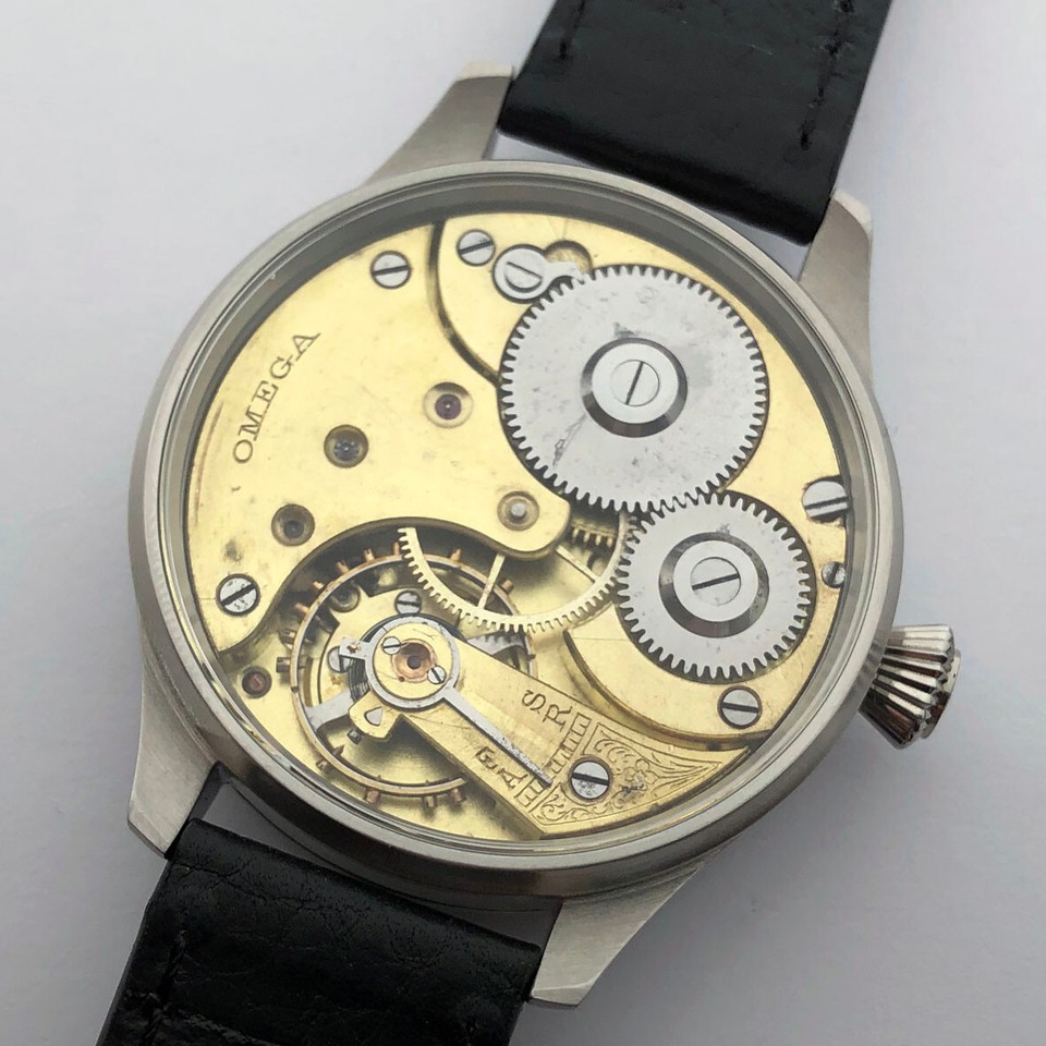 Rare Big Swiss Mens Military Marriage Wristwatch OMEGA Steel Case Pilots WW2 | eBay