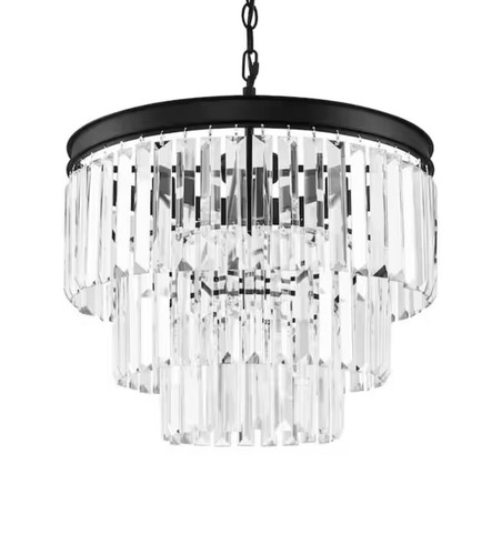 Pendant Standard 5-Light Crystals Clear Glass Prisms Hardwired Black ...