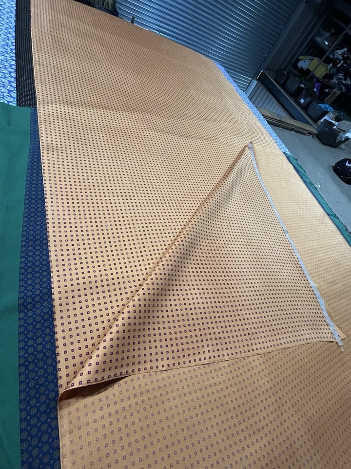 British manufactured, orange squares silk, scarves, crafts 1m x 4.8m ...