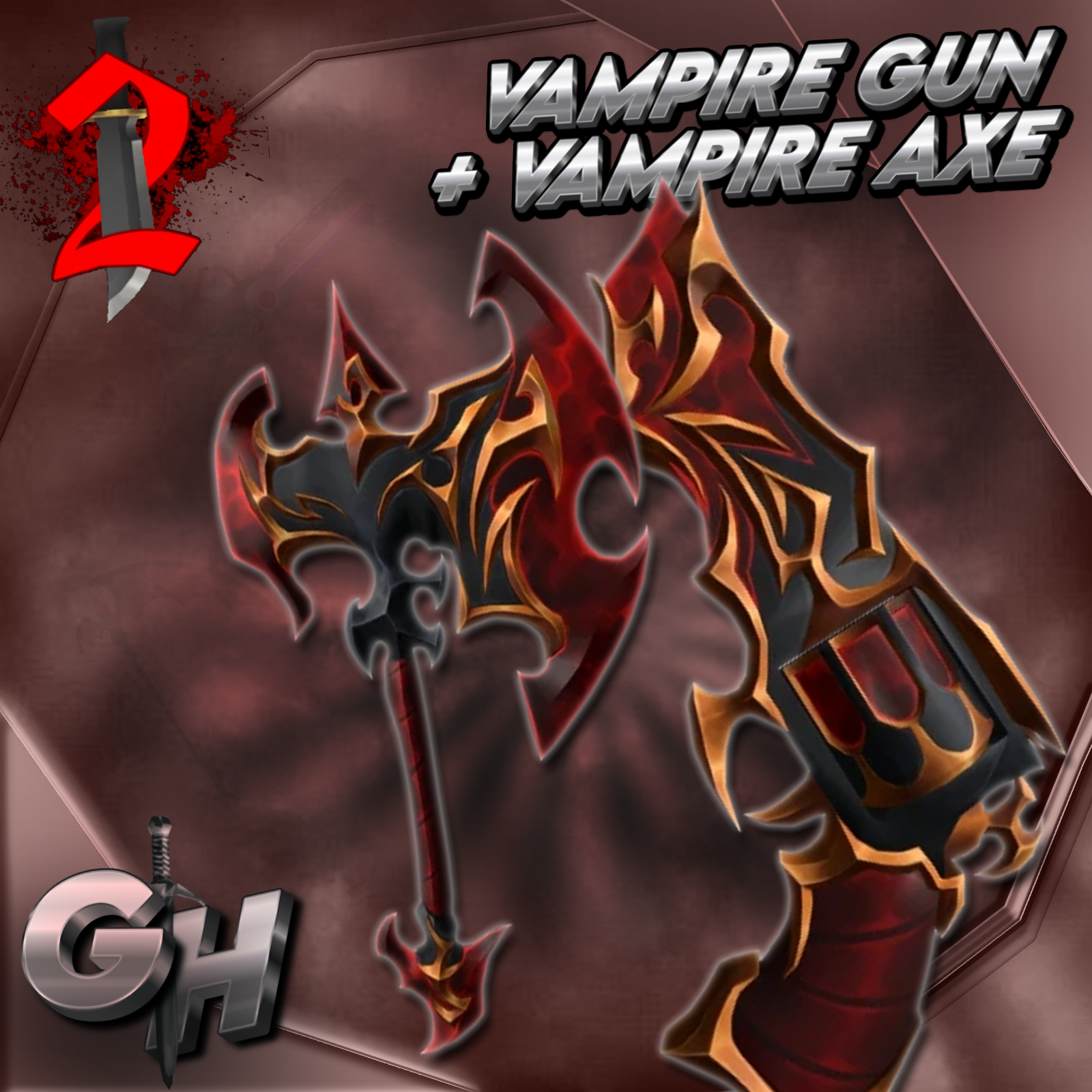 Roblox Murder Mystery 2🔥FAST DELIVERY MM2 VAMPIRE GUN + AXE SET | eBay
