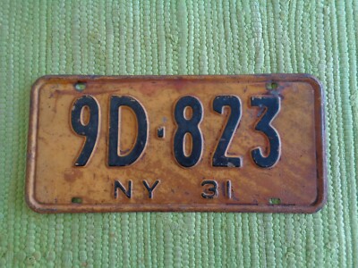 1931 New York License Plate 31 NY Tag 9D-823 | eBay