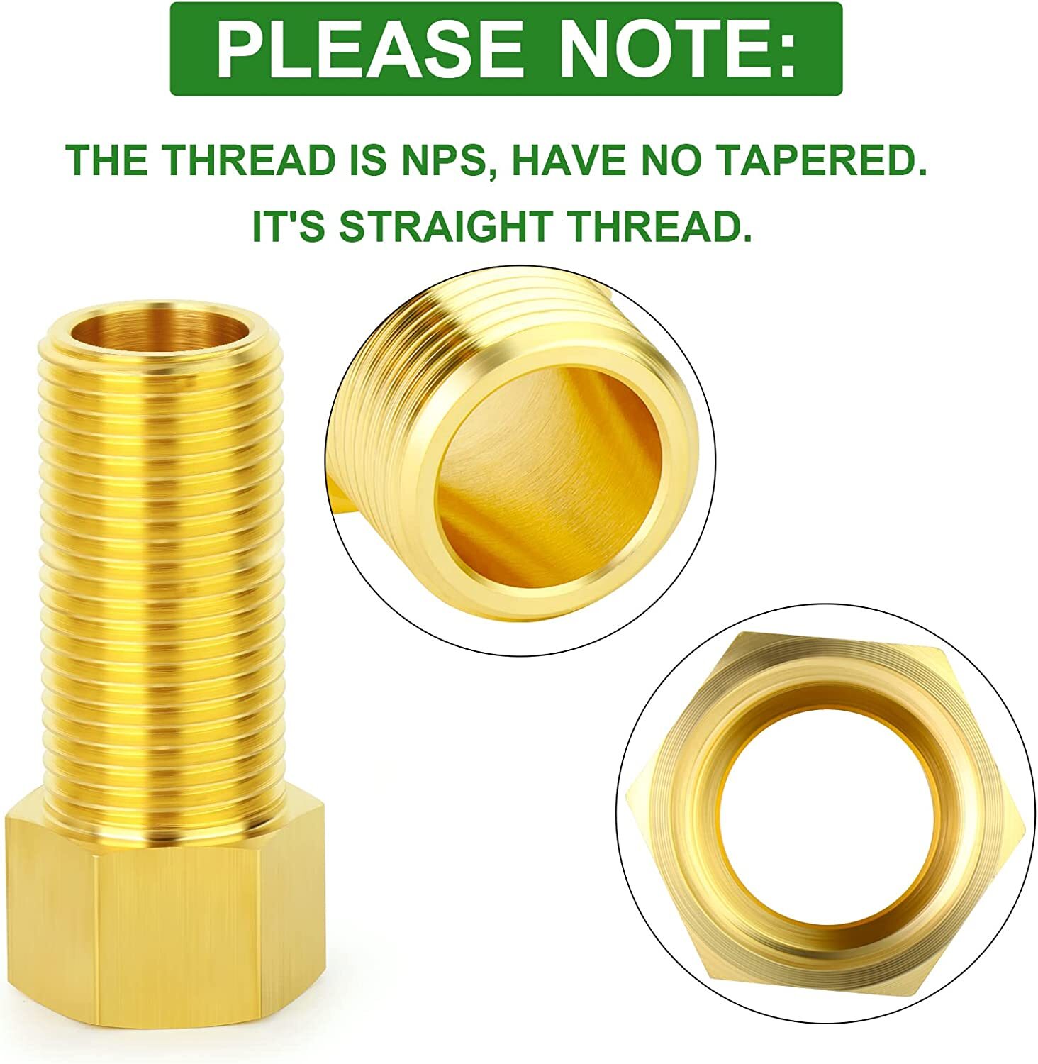 2PCS Brass Pipe Fitting Extension 1/2" Male Female 2.67" Length 70 mm ...