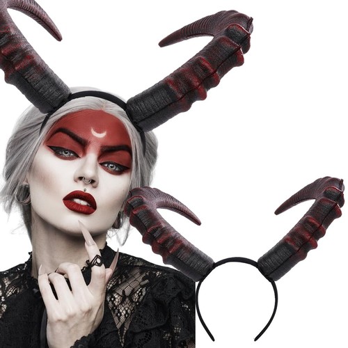 Devil Horns Headband Headpiece Large Demon Headdress Gothic Halloween ...
