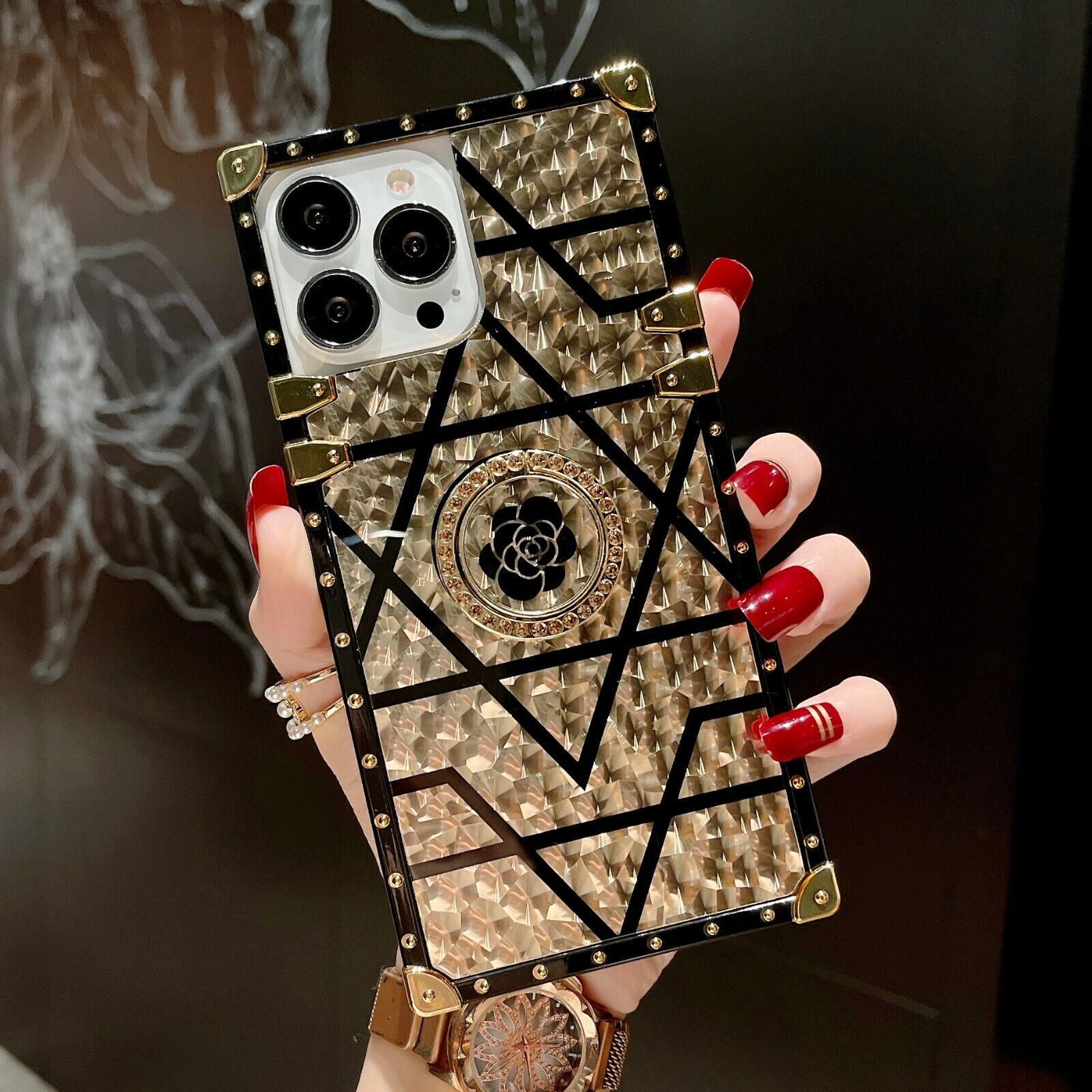 Glitter Bling Case Diamond Ring Holder Shockproof Phone Cover For ...