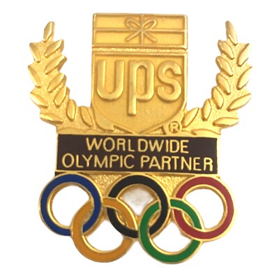 UPS Olympic Worldwide Partner Lapel Pin, Five Olympic Rings, Olive ...