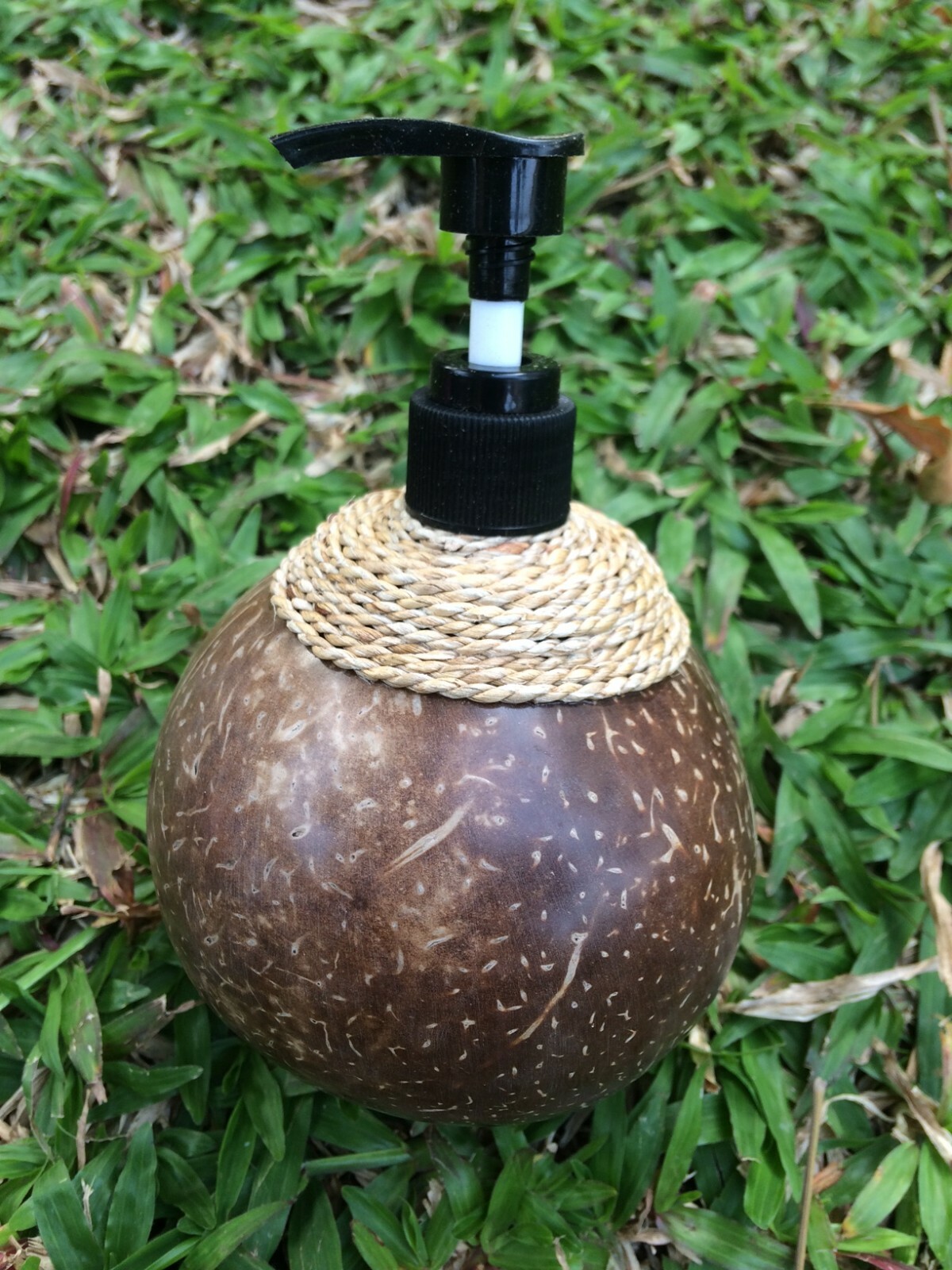 Natural Coconut Shell Bottle Liquid Dispenser Pump Thai Handicraft | eBay