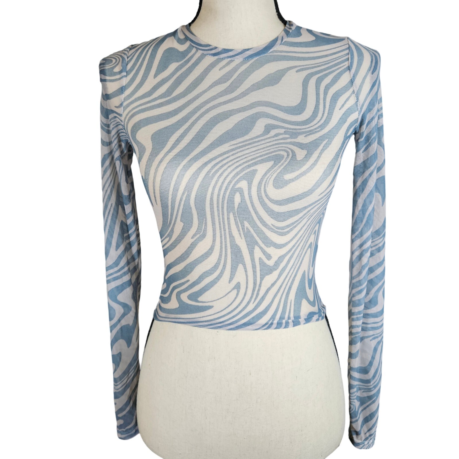 Full Tilt Pschedelic Mesh Top Blue/White Swirl Patter… - Gem