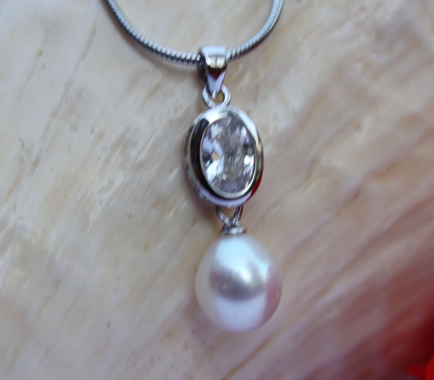 P42 vrai eau douce bijoux avec perles pendentif Sans Collier zircon ...