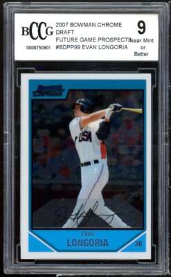 Evan Longoria Rookie Card 2007 Bowman Chrome Draft Future #bdpp99 BGS ...