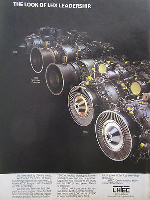 10/1986 PUB LHTEC ALLISON GARRETT T800 LHX DEMONSTRATOR ENGINE ORIGINAL ...