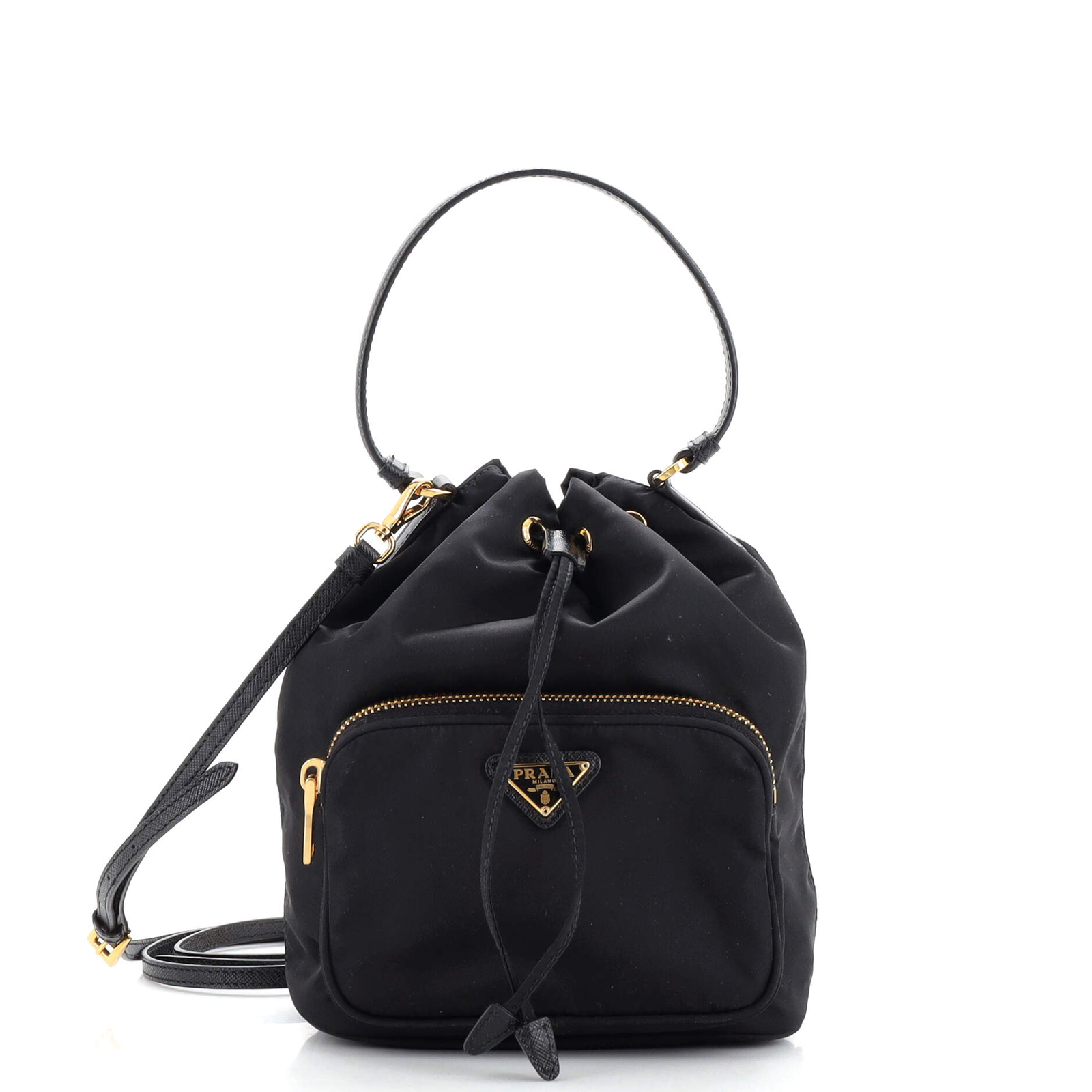 Prada Drawstring Bucket Bag Tessuto Small - Gem
