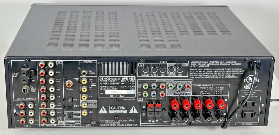 VTG Denon AVR-1603 AV Surround Sound Home Theater Receiver 5.1 Black ...