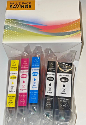 5 COLOR INK PACK PGI-280 XXL/CLI-281 XXL FITS CANON TR8520 TR7520 ...