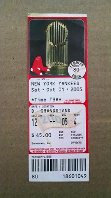 NY Yankees vs Boston Red Sox October 1, 2005 Full Ticket Day Yankees ...