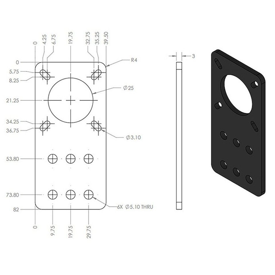 Stepper Motor Mounting Plate for NEMA 17 Aluminum Alloy Version V1 3mm ...