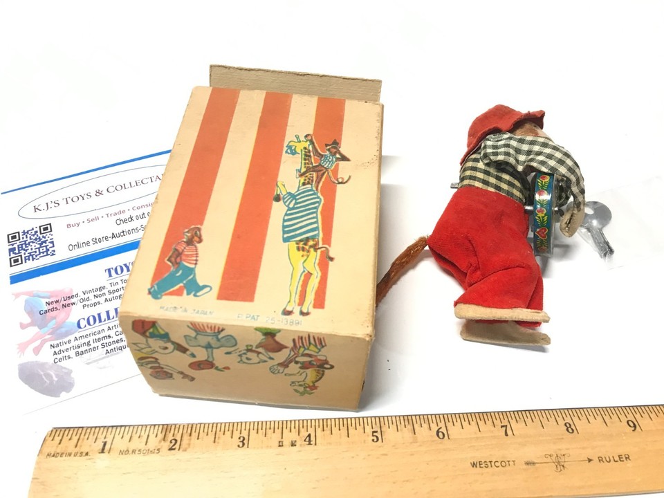 Vintage Banjo Player Monkey Windup Toy In Box Occupied Japan Reliance ...