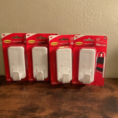 New Lot Of 4 COMMAND 3M ADHESIVE EXTRA LARGE UTILITY HANGER HOOK And ...