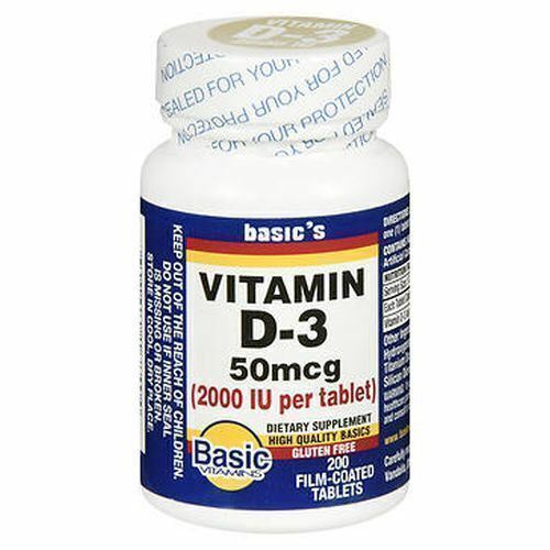Basic Vitamins Natural Vitamin D-3 2000 IU 200 Coated Tablets By Basic ...