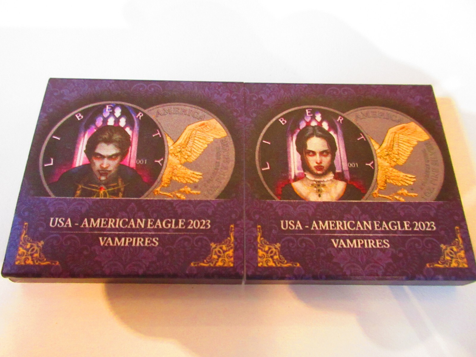 2023 VAMPIRES UV Glow-in-Dark 2 x 1oz Silver Coin Set $1 USA w ...