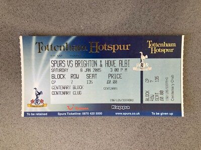 Tottenham Hotspur v Brighton & Hove Albion 2004-05 Match Ticket | eBay