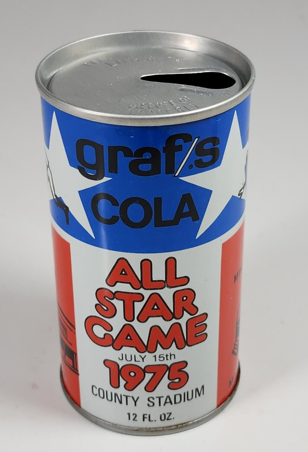 Vintage 70s Grafs Cola Soda Pop Can Straight Steel Milwaukee Brewers WI ...