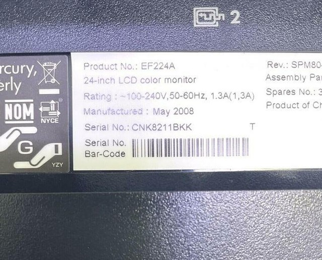 HP Lp2465 24" 1920 X 1200 Widescreen DVI USB LCD Monitor EF224A No ...