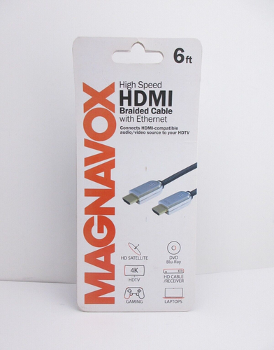 Magnavox High Speed HDMI Braided Cable w/ Ethernet, 6 FT, Black - FREE ...
