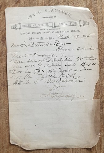 1884 Letterhead Bittenbender Scranton Pennsylvania Mouser Mills Isaac ...