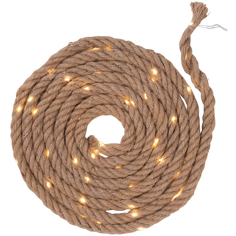 Lunartec Solar-Seil-Lichterkette aus Naturfasern mit 60 eingearbeiteten ...