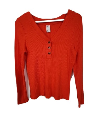 Anko Knit Ribbed Top Womens Red Size 10 Button Up | eBay Australia