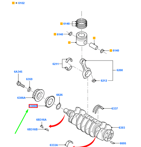 FORD KUGA MK1 C394 Crankshaft Gear Pulley 1250892 3M5Q-6306-BA NEW ...