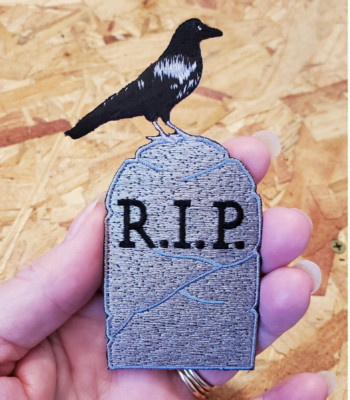 Tombstone - Raven - Halloween - RIP - Embroidered Iron On Applique ...